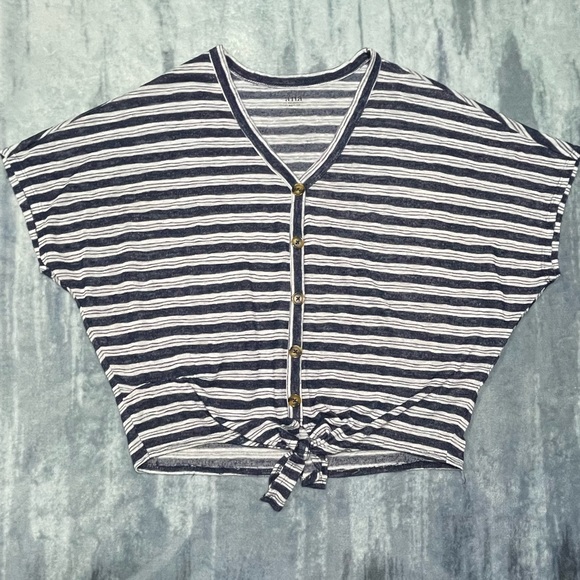 a.n.a | Tops | Ana Womens Cropped Striped Shortsleeve Shirt | Poshmark